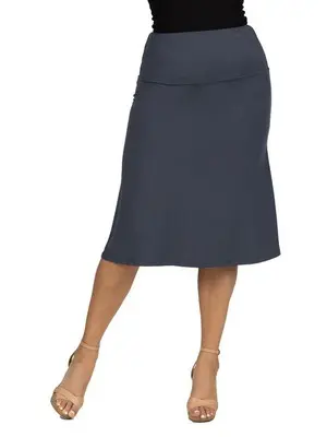 24SEVEN COMFORT APPAREL A-line Knee Length Skirt - Charcoal