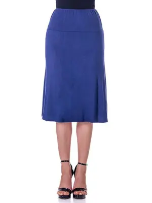 24SEVEN COMFORT APPAREL A-line Knee Length Skirt - Navy
