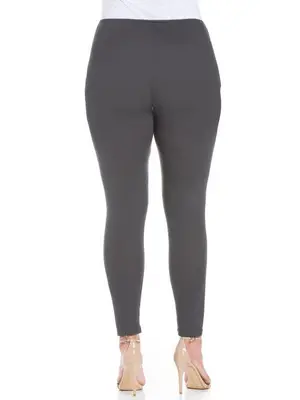 24SEVEN COMFORT APPAREL Stretch Ankle Length Leggings - Charcoal