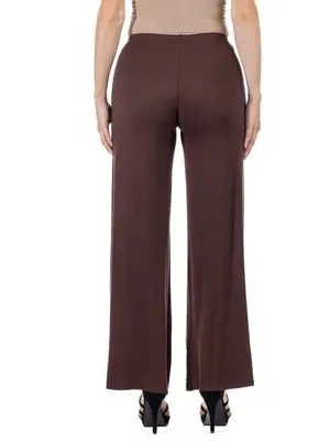 24SEVEN COMFORT APPAREL Solid Color Palazzo Pants - Brown