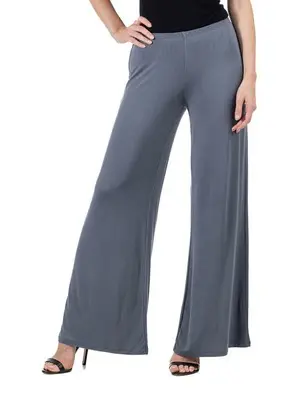 24SEVEN COMFORT APPAREL Solid Color Palazzo Pants - Charcoal