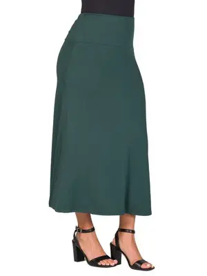 24SEVEN COMFORT APPAREL Elastic Waist A-line Maxi Skirt - Hunter