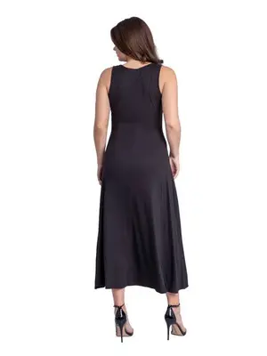 24SEVEN COMFORT APPAREL Slim Fit A-line Sleeveless Maxi Dress - Black