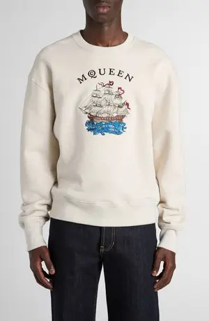 Alexander Mcqueen Embroidered Sweatshirts Hoodies For Men