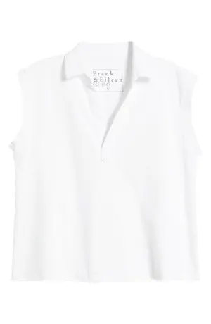 Frank & Eileen Sleeveless Collared Top - White