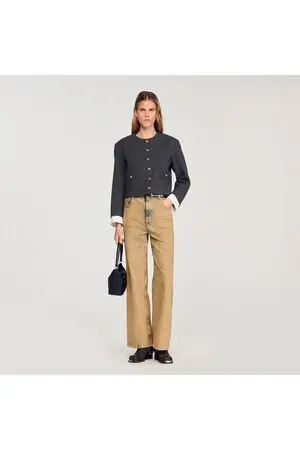 Sandro Embellished Checked Suit Jacket