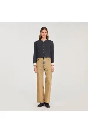 Sandro Embellished Checked Suit Jacket