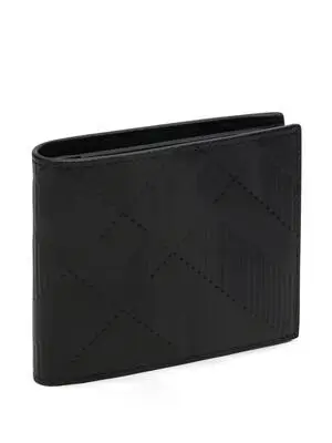 Burberry Embossed-check Bi-fold Wallet - Black