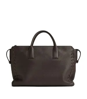 Bottega Veneta Grained Leather Interview Briefcase - Brown