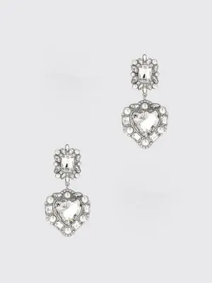 SELF-PORTRAIT Embellished Crystal Heart Drop Earrings