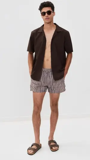 AUTO-REPLY Printed Sebastian Swim Trunks - Driftwood Brown