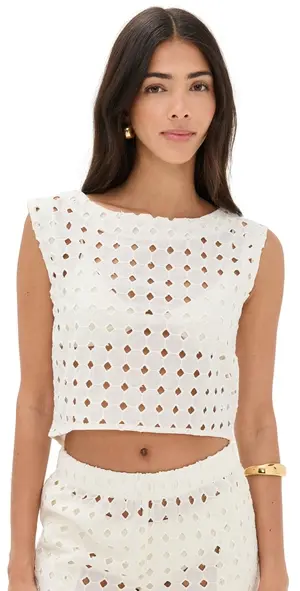 LE BOP Eyelet Odette Top - Ivory