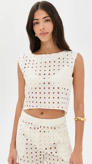 LE BOP Eyelet Odette Top - Ivory