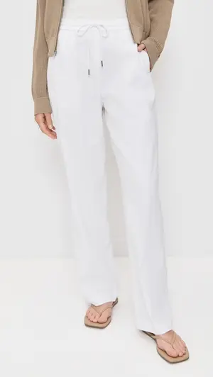 Theory Drawcord Linen-blend Pants