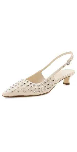 AeydĒ Catrina Studded Leather Heels - Creamy