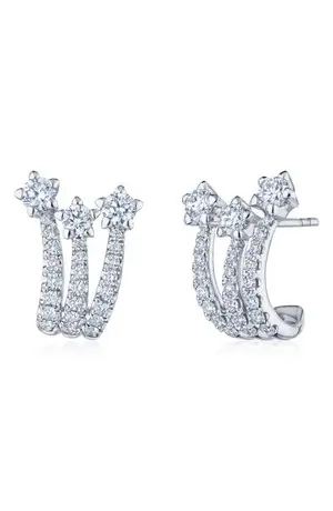 Kwiat Star Set Diamond Huggie Earrings - White Gold