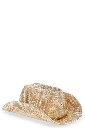 Judith Leiber Cowboy Hat Crystal Embellished Clutch - Silver Prosecco Mult