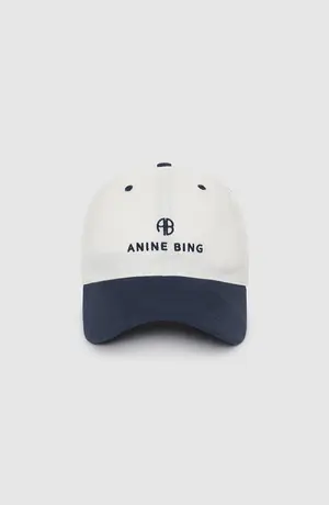 ANINE BING Jeremy Baseball Cap Ivory / Navy