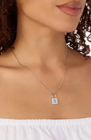 ATHRA LUXE Personalized Initial Lock Pendant Necklace