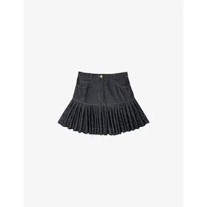 Sandro Ruffle-hem Side-pocket Denim Mini Skirt