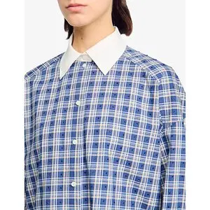 Sandro Checked Rhinestone-embellished Cotton Shirt
