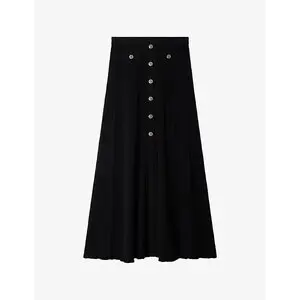 Sandro High-rise Pointelle Texture Knitted Maxi Skirt