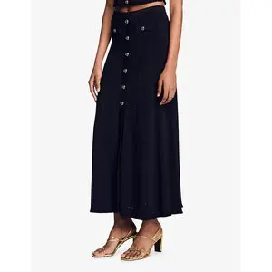 Sandro High-rise Pointelle Texture Knitted Maxi Skirt
