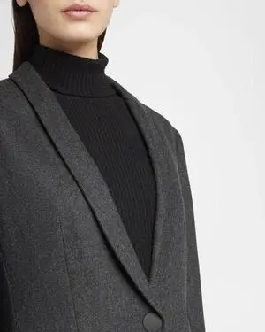 Giorgio Armani Cashmere Flannel Single-breasted Blazer - Dark Grey