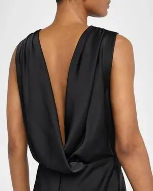 Halston Aubrie Draped Cowl-neck Midi Dress