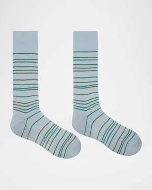 Paul Smith Pinstripe Crew Socks - Turquoise