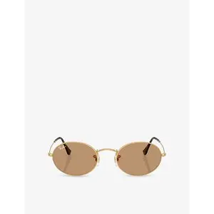 Ray-ban Oval-frame Metal Sunglasses - Gold