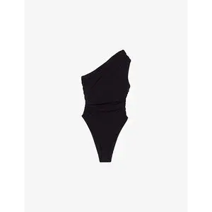 Maje Asymmetric Neck Stretch-woven Bodysuit