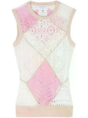 MARINE SERRE Regenerated Crochet Knit Top