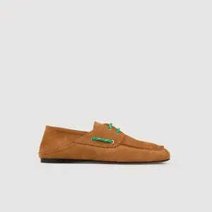 Sandro Suede Boat Shoe Loafers - Camel