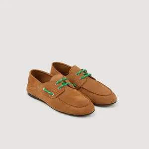 Sandro Suede Boat Shoe Loafers - Camel
