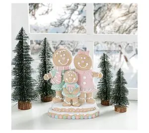 GLITZHOME 10'h Christmas Gingerbread Family Table Decor - One-color