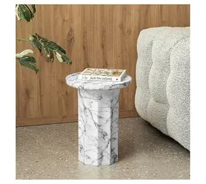GLITZHOME Modern Mgo Faux Marble Side Table / E Nd Table - One-color