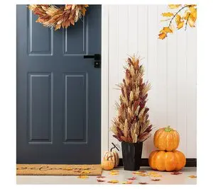 GLITZHOME 38'h Fall Harvest Multi-colored Sorgh Um Porch Tree - One-color