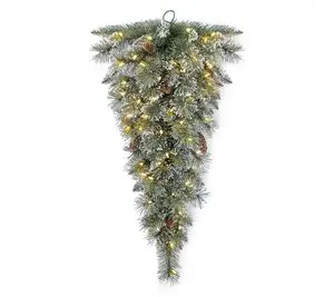 GLITZHOME 3' Pre-lit Greenery Pinecones Christm As Teardrop