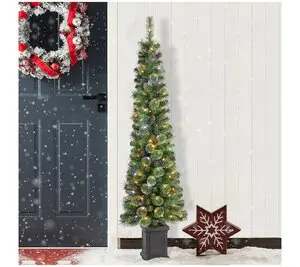GLITZHOME 6' Pre-lit Green Cashmere Pine Christ Mas Porch Tree - One-color