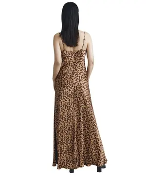 GHOST LONDON Eden Leopard Print Satin Maxi Slip Dress