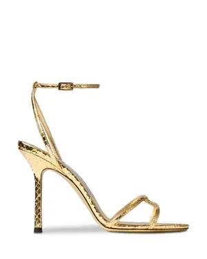 JIMMY CHOO 1998 Leo 100 High Heel Sandals - Gold