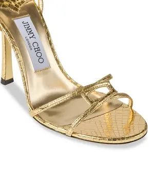 JIMMY CHOO 1998 Leo 100 High Heel Sandals - Gold