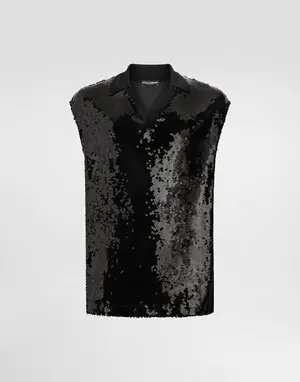 Dolce & Gabbana Sleeveless Sequin Polo Shirt