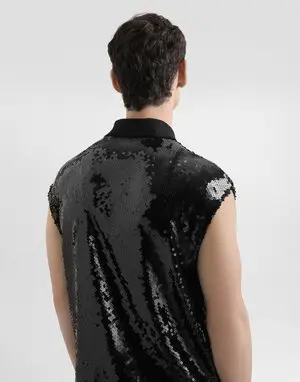 Dolce & Gabbana Sleeveless Sequin Polo Shirt
