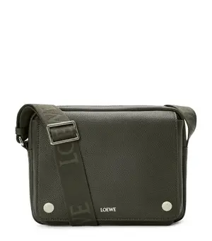 Loewe Medium Leather Pebble Messenger Bag - Green