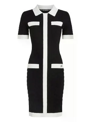 Karl Lagerfeld Contrast-piping Polo Dress - Black