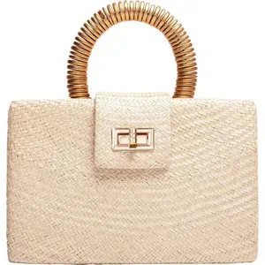 SOLI & SUN The Gracie Woven Buntal Straw Clutch Bag - Cream