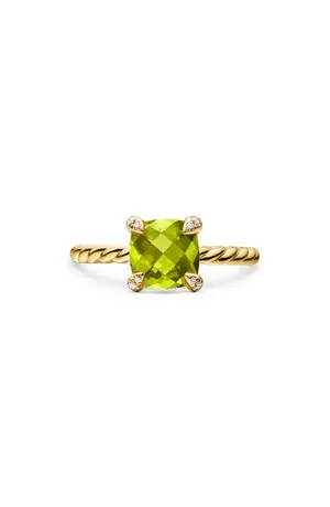 David Yurman Chatelaine® Ring In 18k Yellow Gold With Peridot And Diamonds - D0.026 18k Yellow Gold