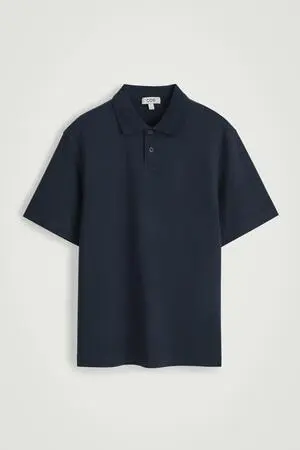 Cos Interlock Cotton Polo Shirt - Navy